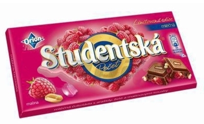 CHOCOLATE STUDENTSKA MILK AND RASPBERRY 180g ORION. Jolly Grocer