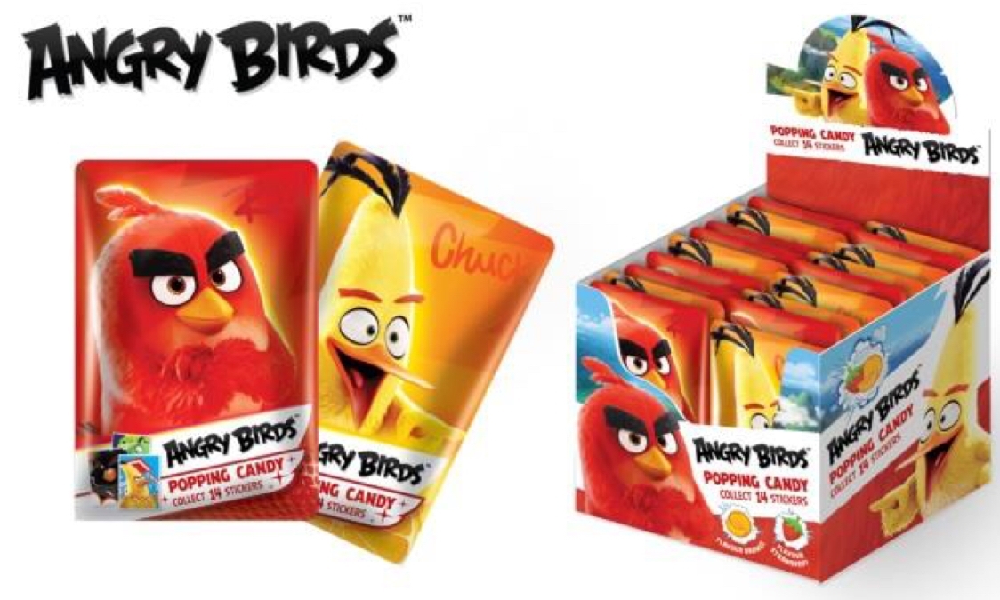 Angry birds popping candy strawberry and apple flavours and sticker ...