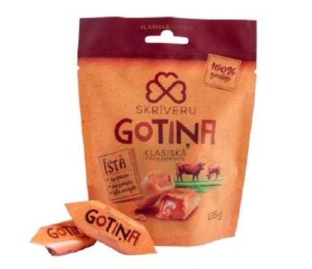 Milk sweet "Skrīveru gotiņa" classic, 135g DOY pack (box*20). Jolly Grocer