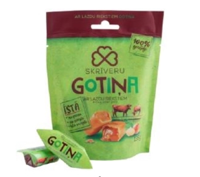 Milk sweet "Skrīveru gotiņa" with hazelnuts, 135g DOY pack (box*20 ...