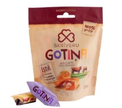 Milk sweet "Skrīveru gotiņa" assorted, 135g DOY pack (box*20). Jolly Grocer