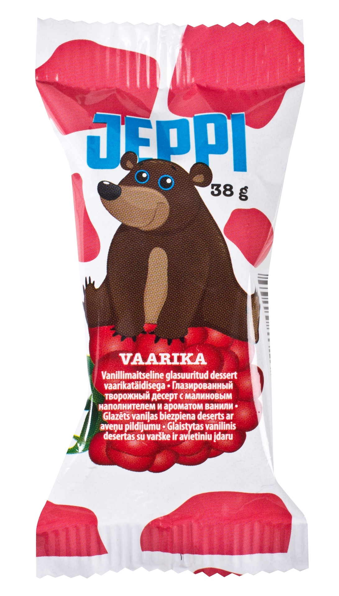 Farmi - "Jeppi" Glazed vanilla taste curd dessert with raspberry ...