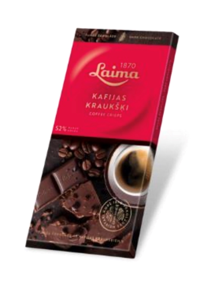 LAIMA - Dark chocolate 52% with coffee crisps, 100g (In box 17). Jolly ...
