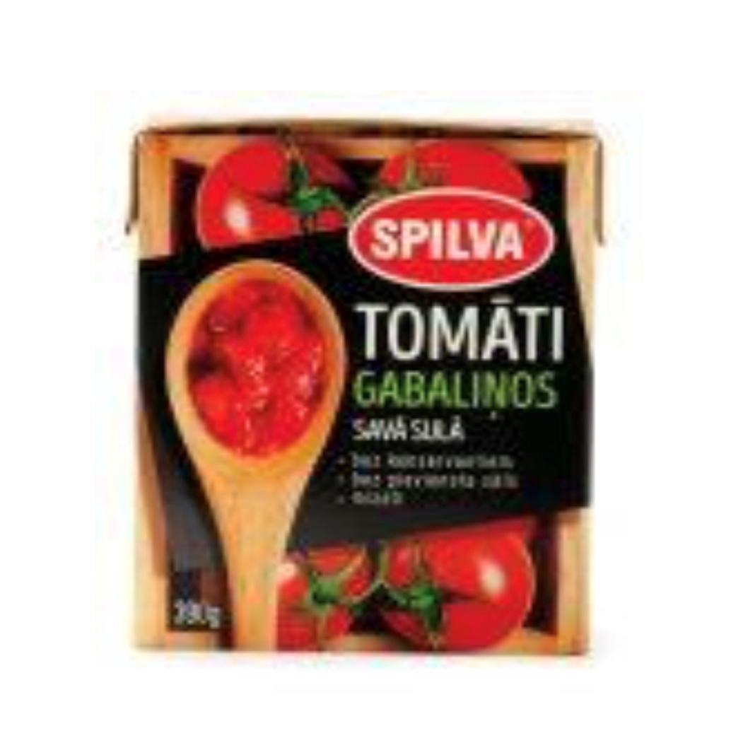 SPILVA - Chopped tomatoes in own juice, 390g (Box*12). Jolly Grocer