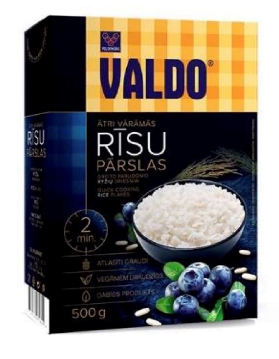 VALDO - Rice flakes / Risu parslas, 500g (box*14). Jolly Grocer