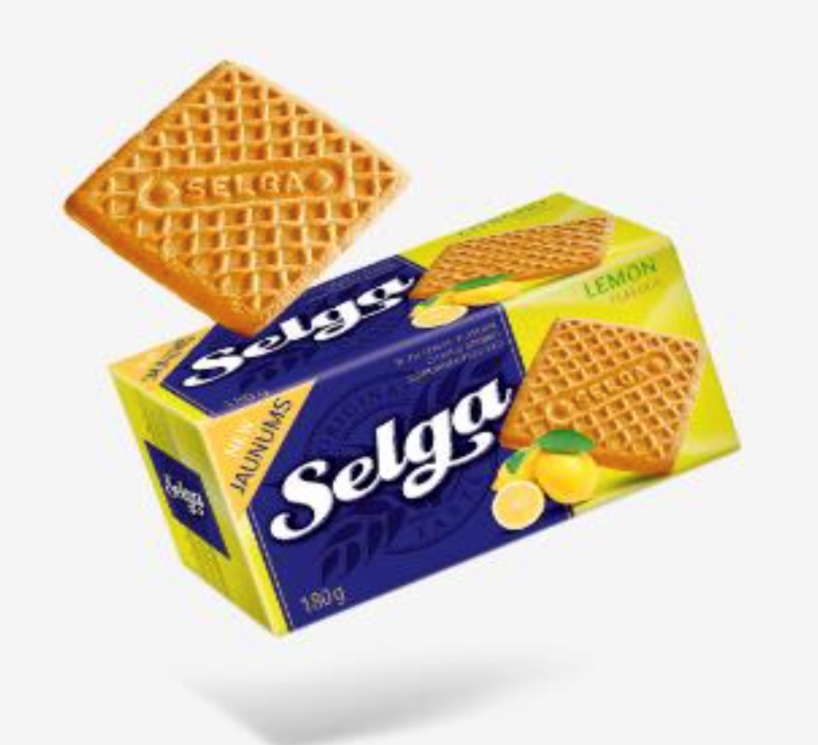 LAIMA - SELGA biscuits with lemon taste 180g (box*48). Jolly Grocer