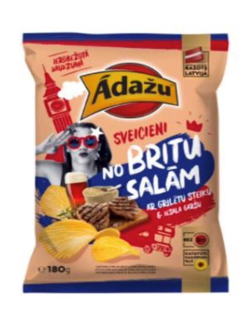 ADAZU - Chips grilled steak and malt flavour 180g (box*18). Jolly Grocer