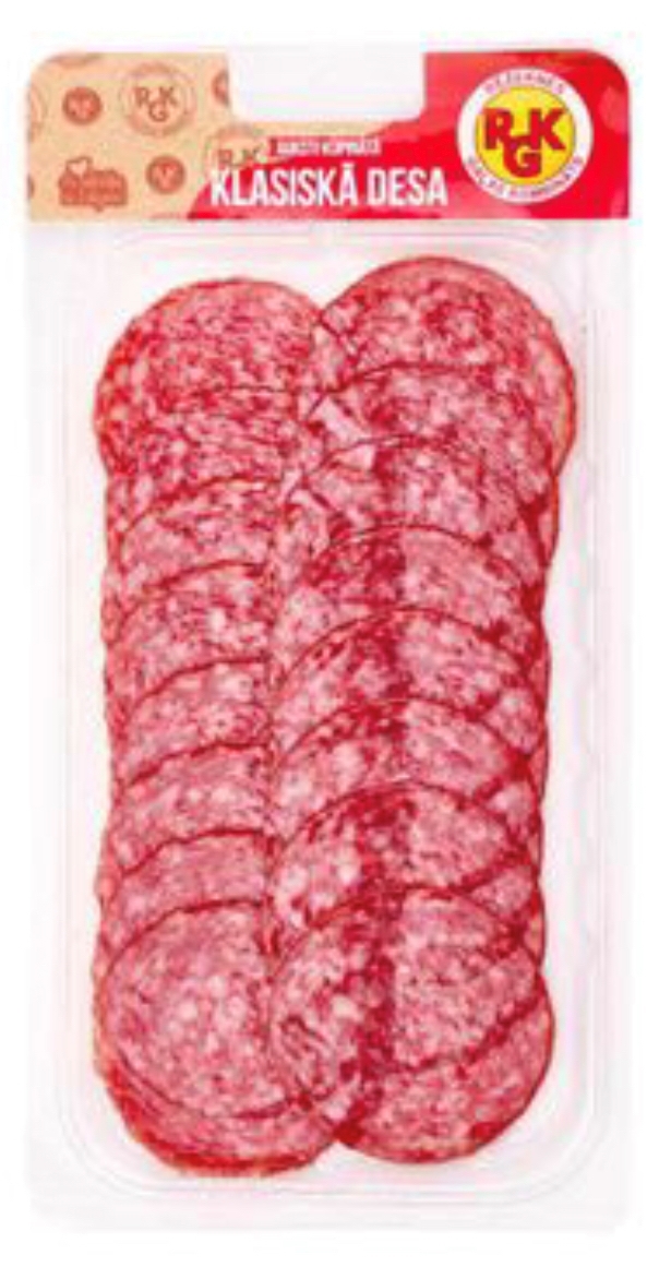 RGK - Cold smoked sausage "Classic" slices 80g £/pcs. Jolly Grocer